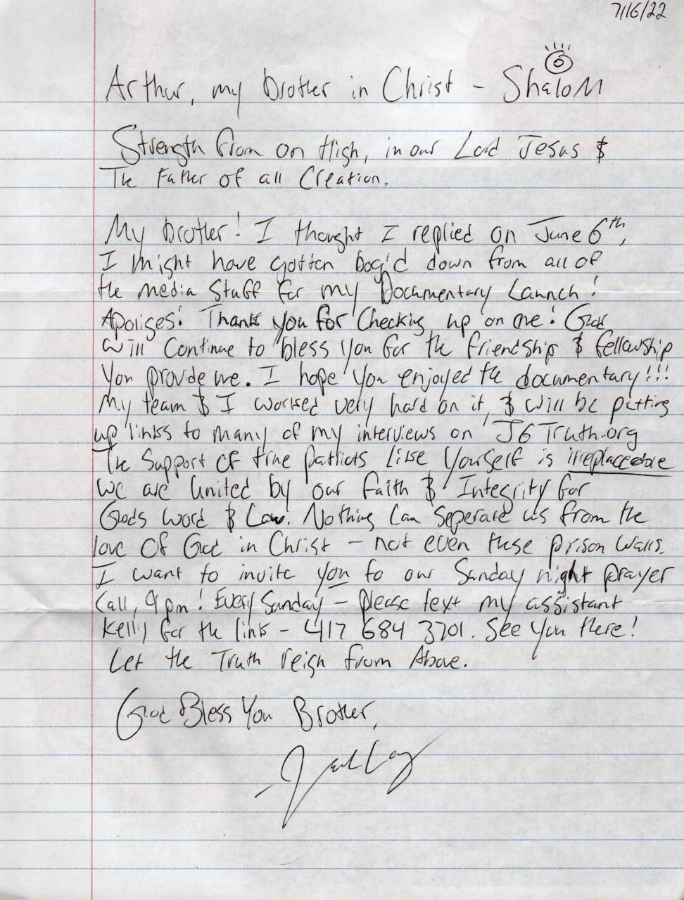 LETTERS FROM THE GULAG - JAKE LANG 8/16/22 - J6PatriotNews