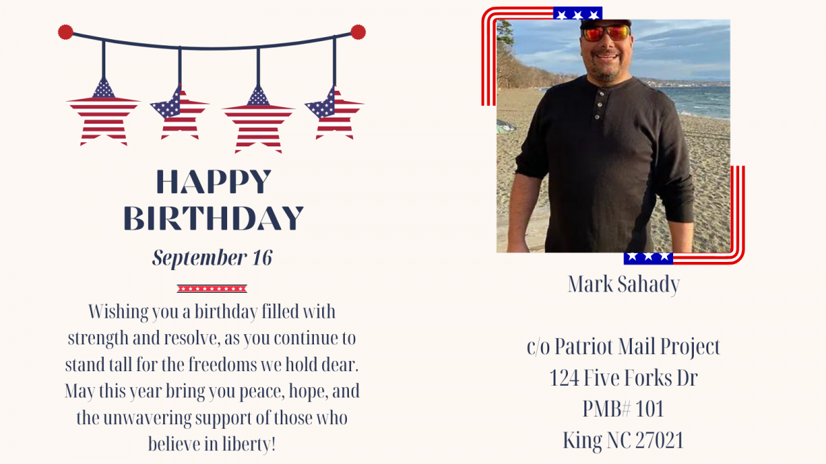 Birthdays of the Month: Mark Sahady - J6PatriotNews